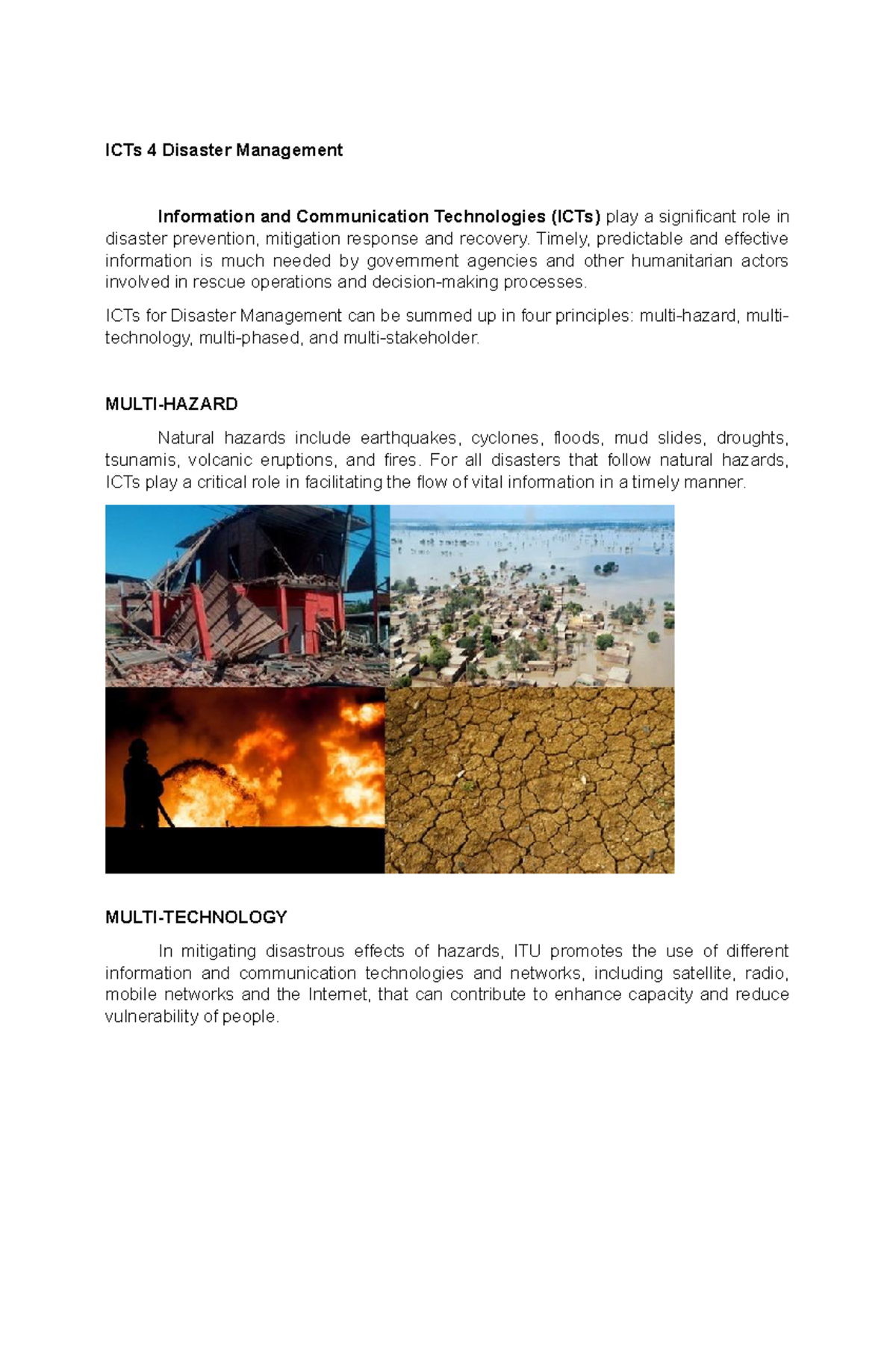 WEEK 8 ICTs 4 Disaster Management - ICTs 4 Disaster Management Information and Communication ...