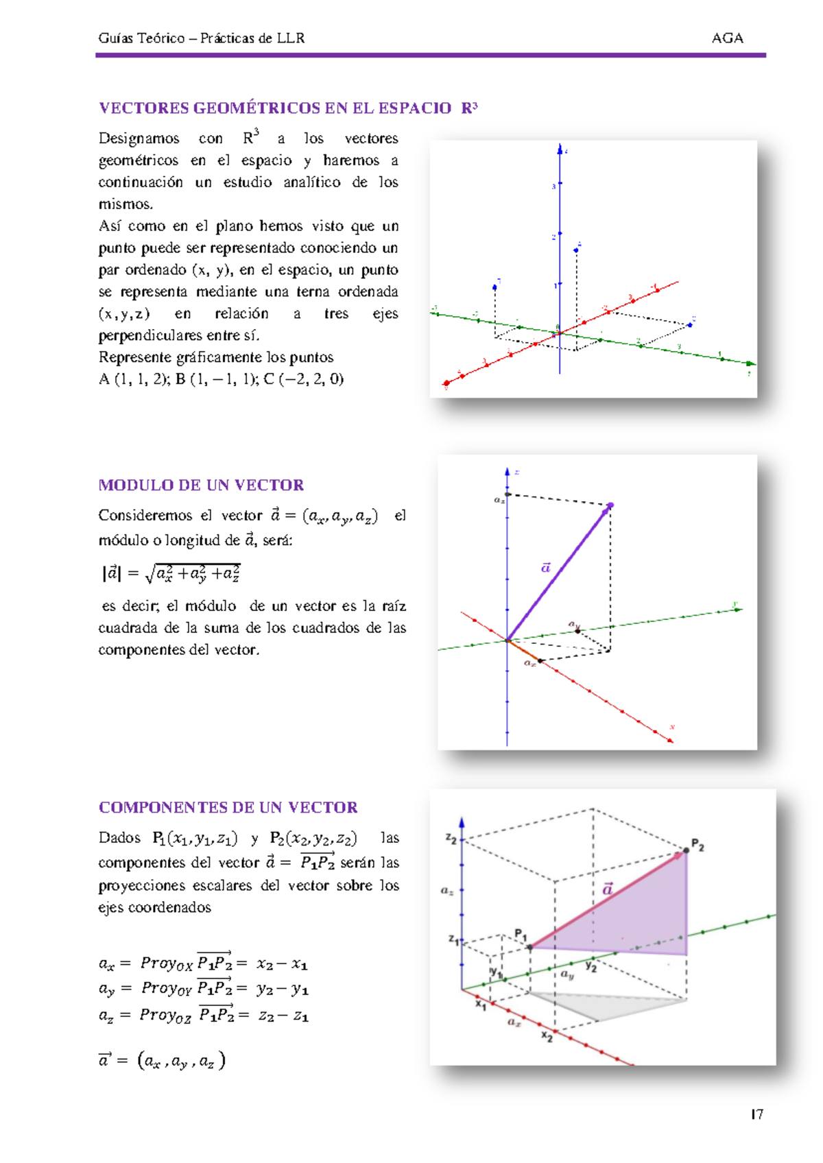 Unidad 1 Vectores EN R3 - Resumen Algebra Lineal - VECTORES GEOMÉTRICOS EN EL ESPACIO R³ ...