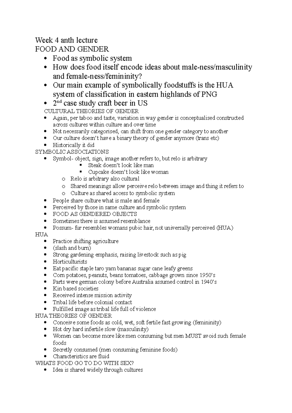 Week 4 anth lecture - Week 4 anth lecture FOOD AND GENDER Food as symbolic system How does food ...