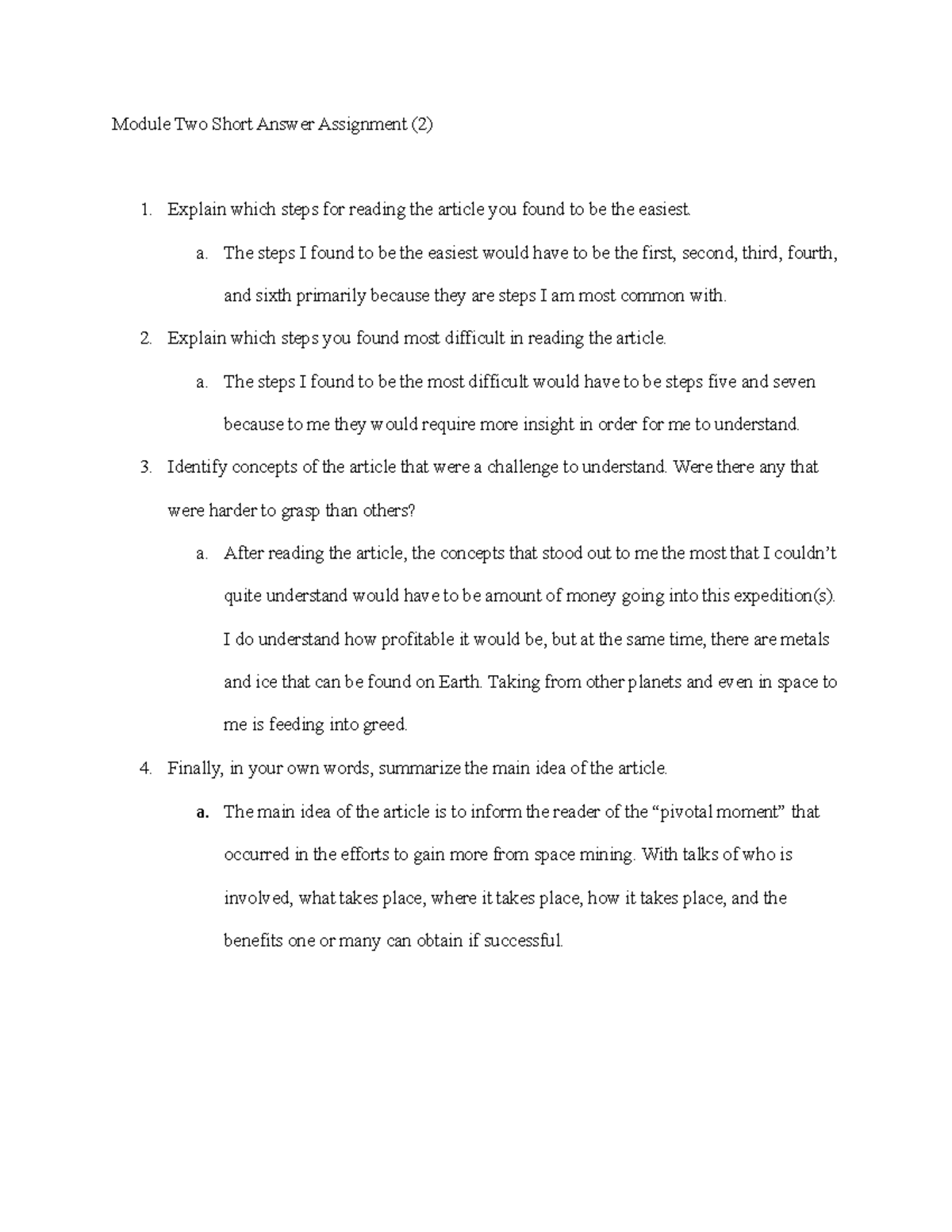 Module Two Short Answer Assignment - IDS - Module Two Short Answer ...