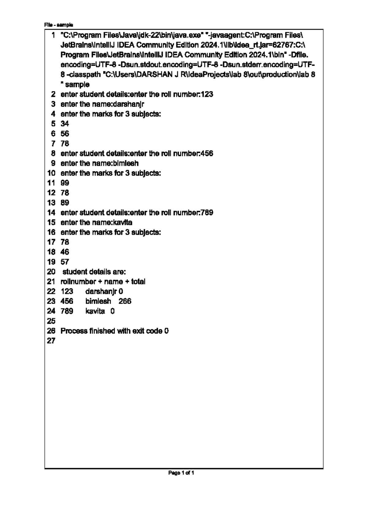 Lab 8o - LAB PROGRAMS - File sample 1 IDEA Community Edition Program ...
