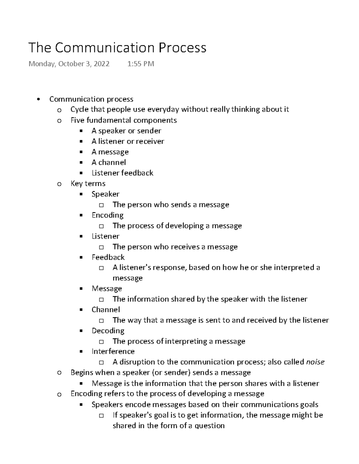 The Communication Process - Communication process ï Cycle that people ...