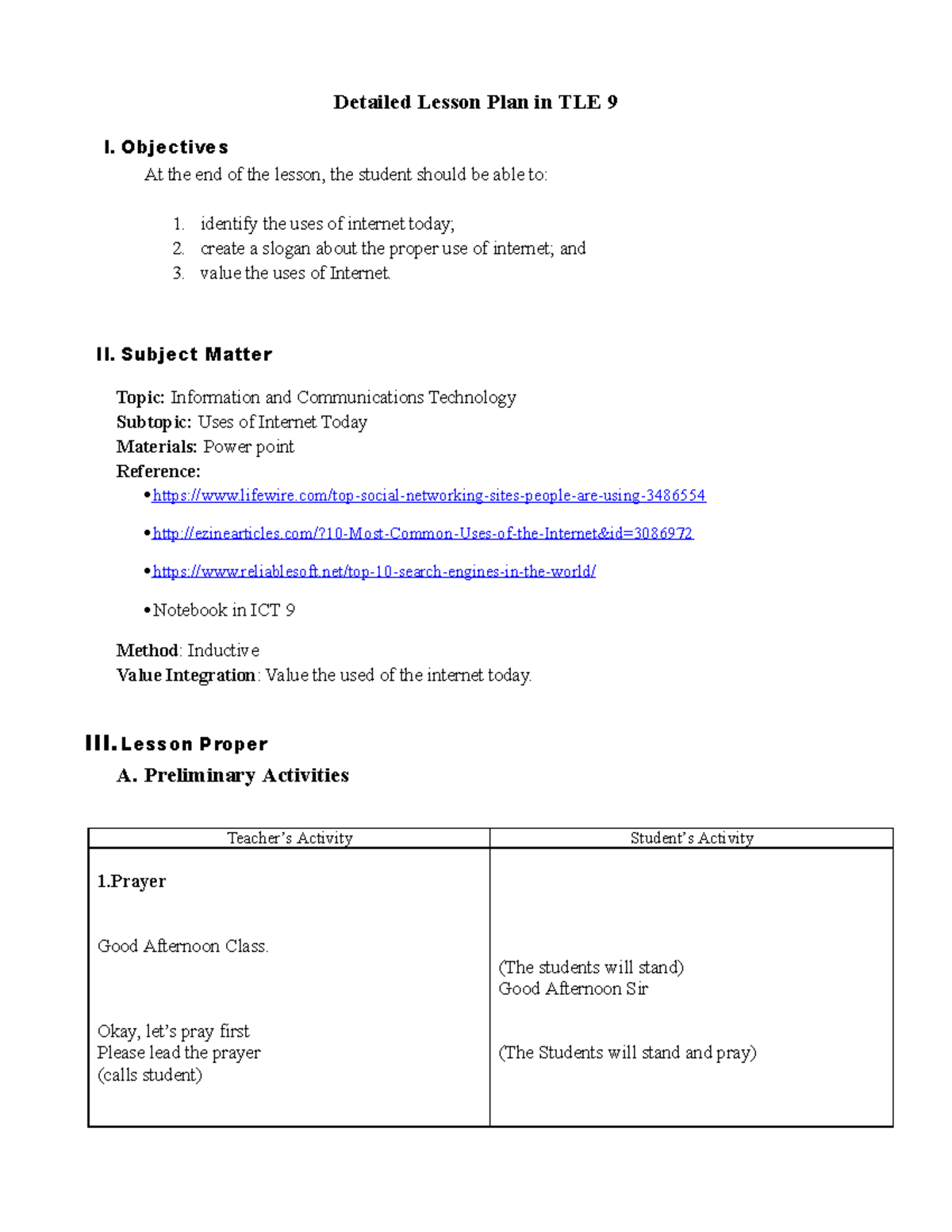 DLP in ICT9 - A daily leason plan in ICT 9 - Detailed Lesson Plan in ...