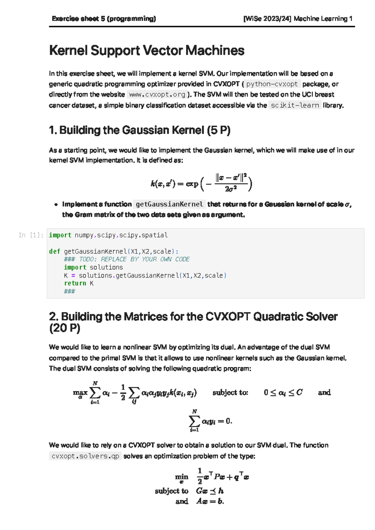 Sheet 05-programming - Exercise sheet 5 (programming) [WiSe 2023/24] Machine Learning 1 Kernel ...