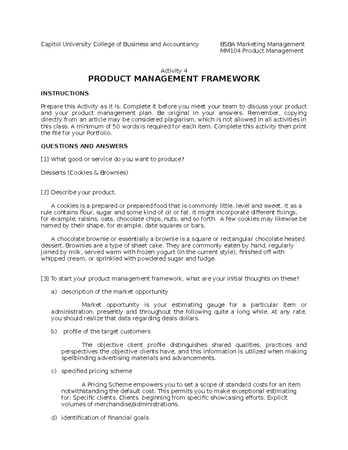 Product Management Framework - Capitol University College of Business ...