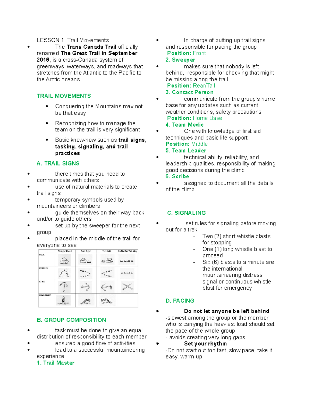 Finals PE - SUMMARY OF MY PE NOTES - LESSON 1: Trail Movements The ...