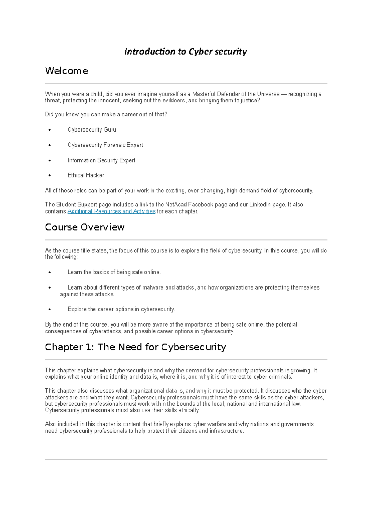Introduction to Cyber security - Introduction to Cyber security Welcome ...
