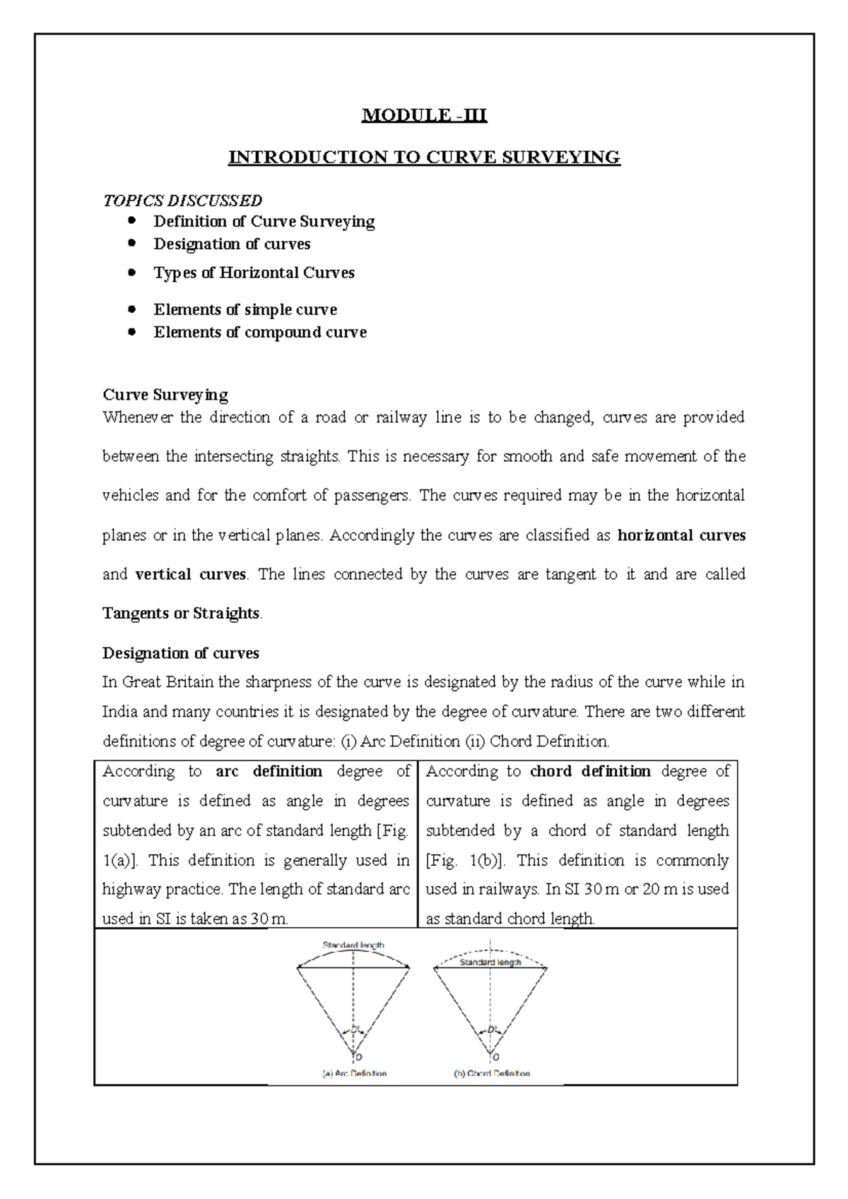 Module 3 Introduction TO Curve Surveying - MODULE -III INTRODUCTION TO ...