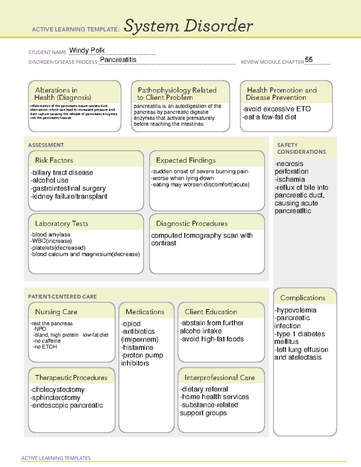 Pancreatitis - system disorder - ACTIVE LEARNING TEMPLATES System ...