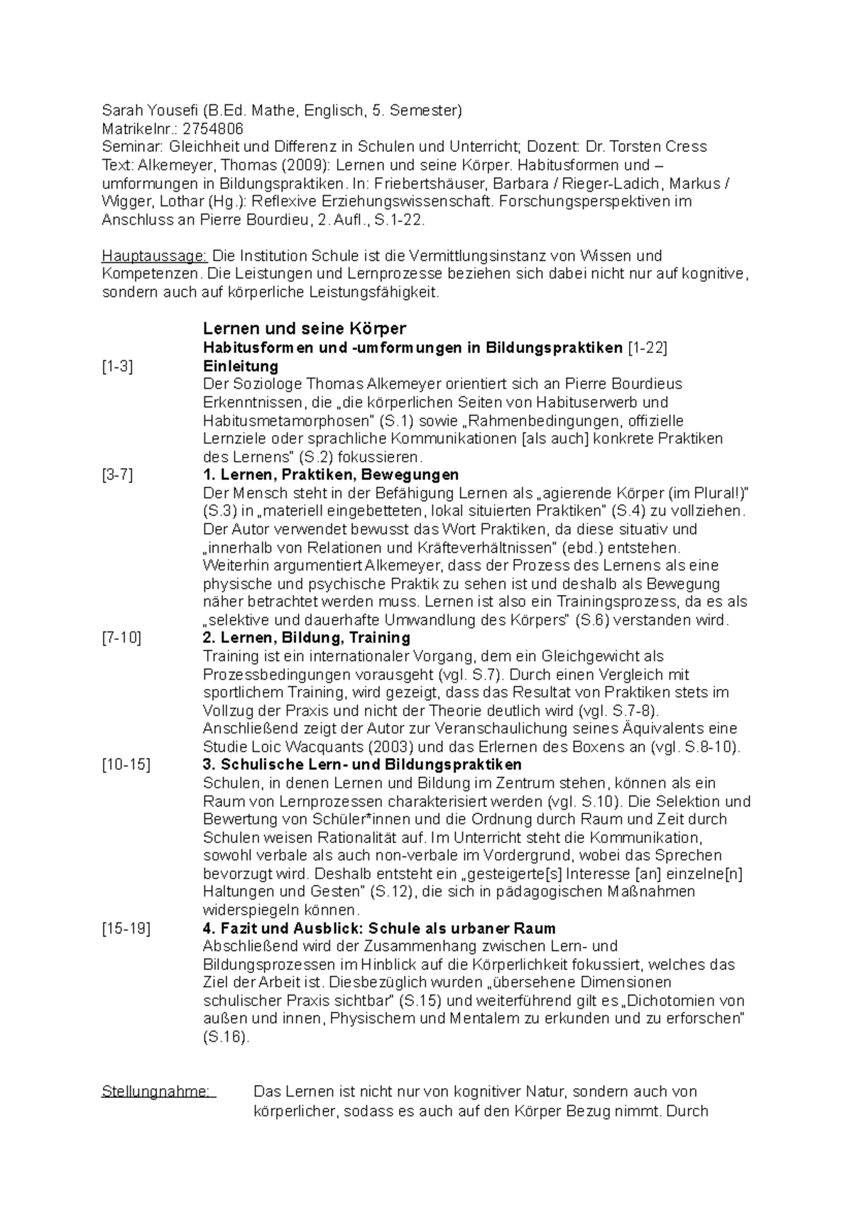 Yousefi Sarah Sitzung 9 8 - Sarah Yousefi (B. Mathe, Englisch, 5 ...