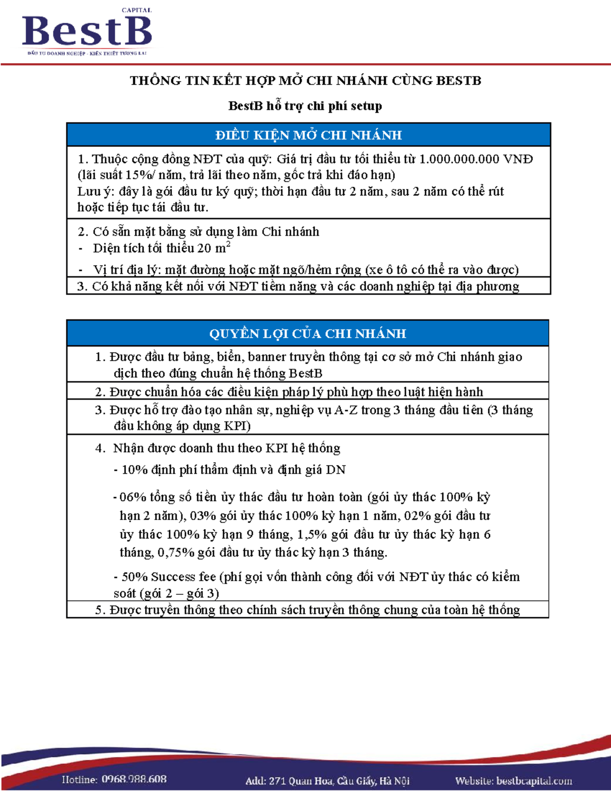 ĐIỀU KIỆN MỞ CHI NHÁNH CÙNG Bestb - THÔNG TIN KẾT HỢP MỞ CHI NHÁNH CÙNG ...