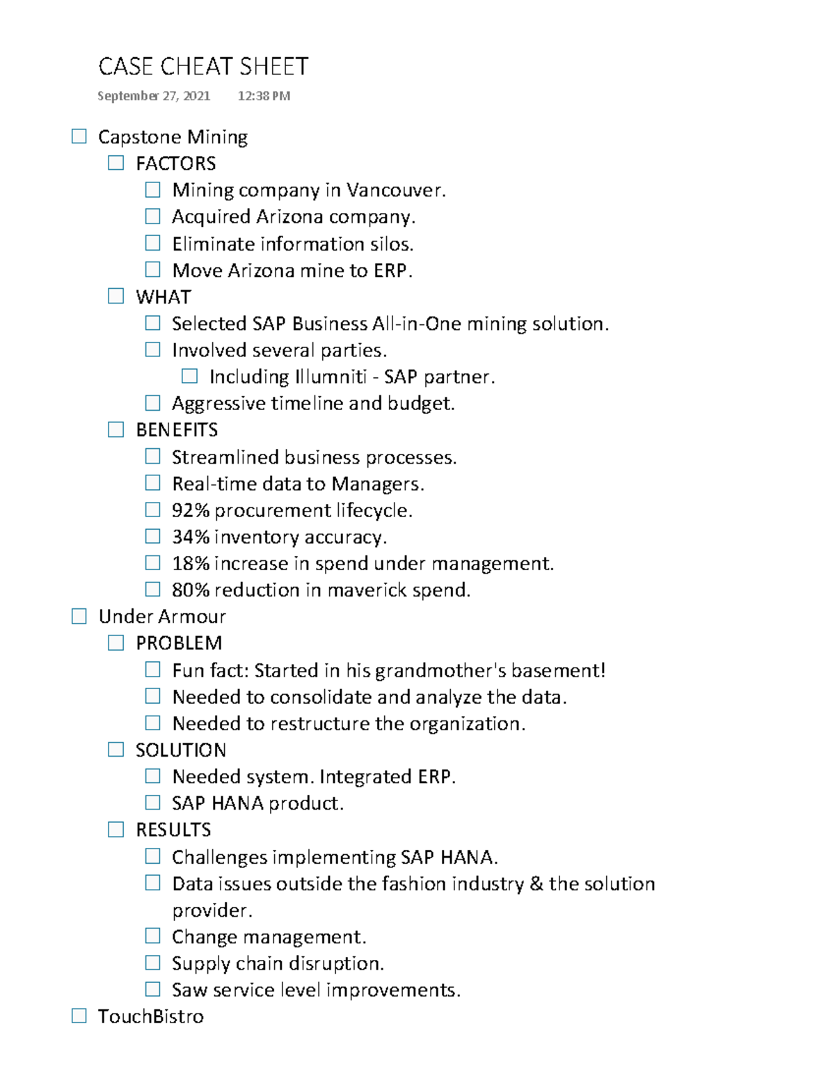 BTMA317 4.2 Case Cheat Sheet - ĂƉƐƚŽŶĞ DŝŶŝŶŐ & dKZ^ DŝŶŝŶŐ ĐŽŵƉĂŶLJ ŝŶ ...