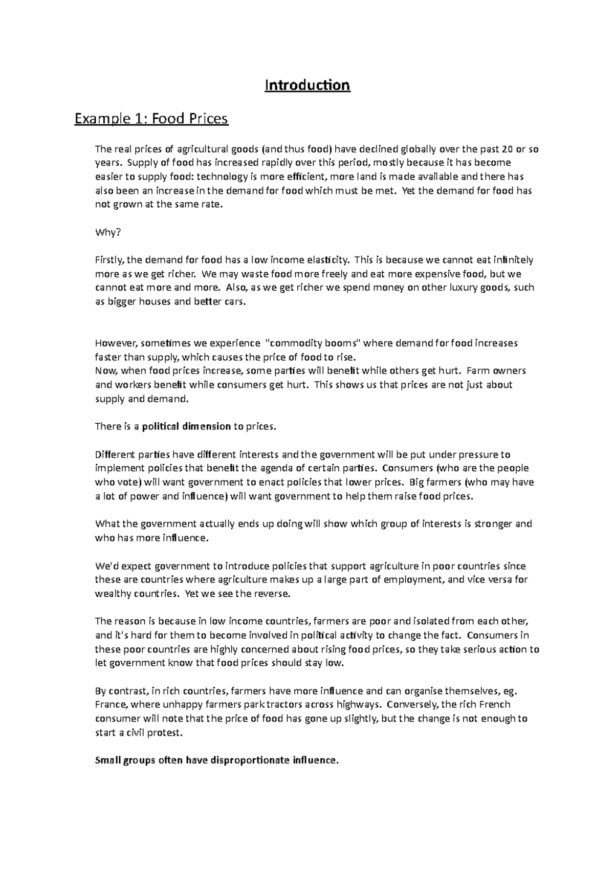 Introduction - notes - Introduction Example 1: Food Prices The real ...