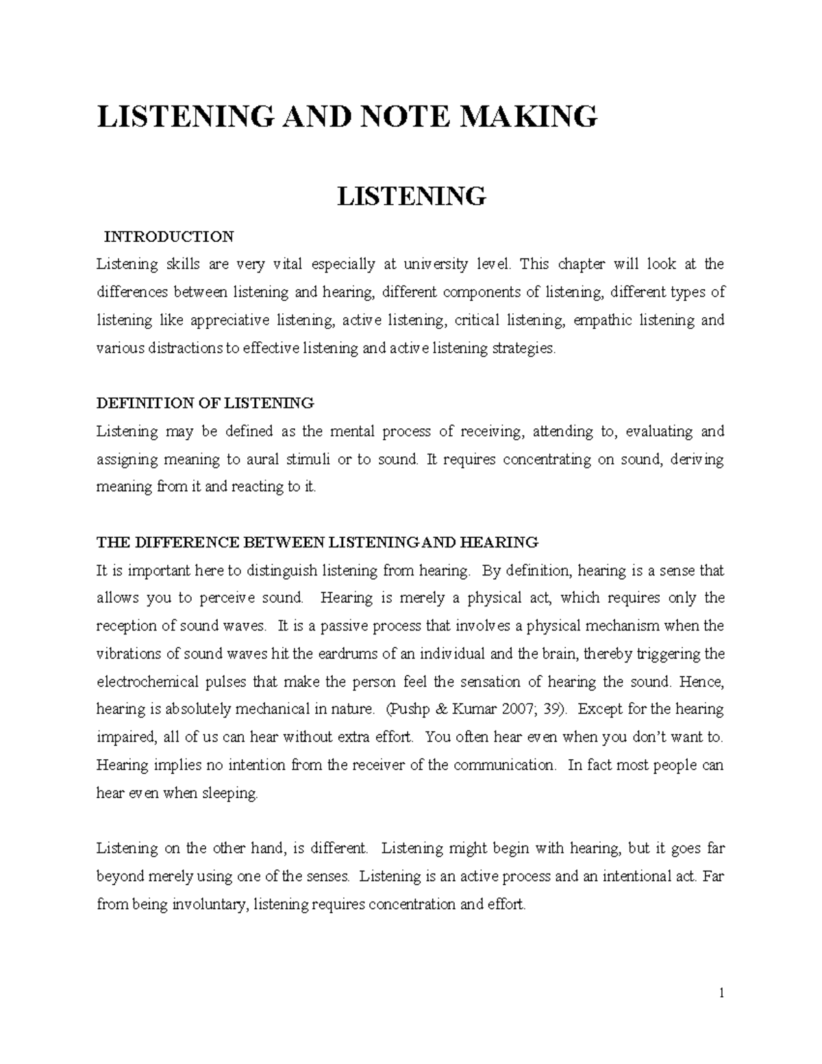 Listening AND NOTE Making - LISTENING AND NOTE MAKING LISTENING ...