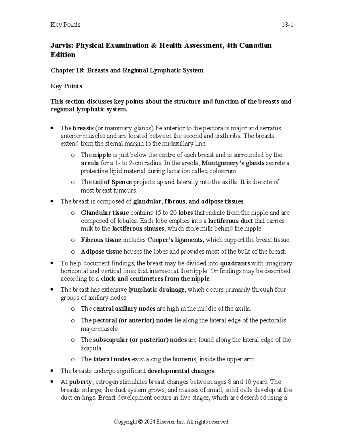 Chapter 018 - Summary Physical Examination & Health Assessment - Key ...