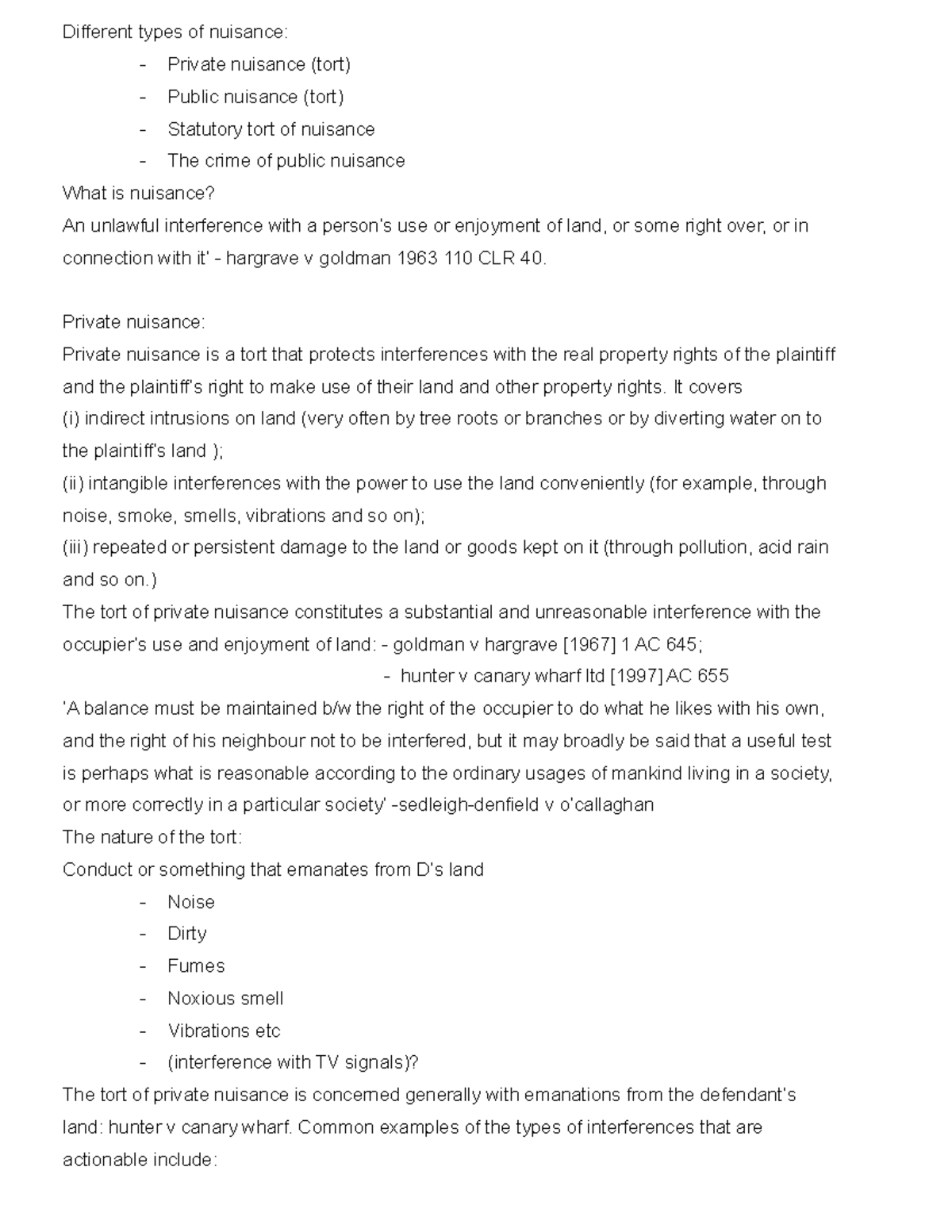 Nuisance module 4 lecture notes complete - Different types of nuisance ...