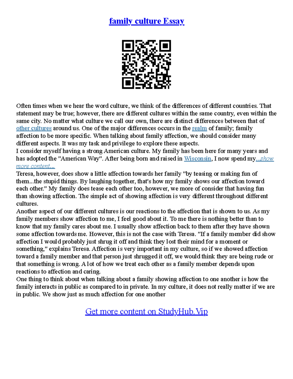 Essay About Family Background - family culture Essay Often times when ...