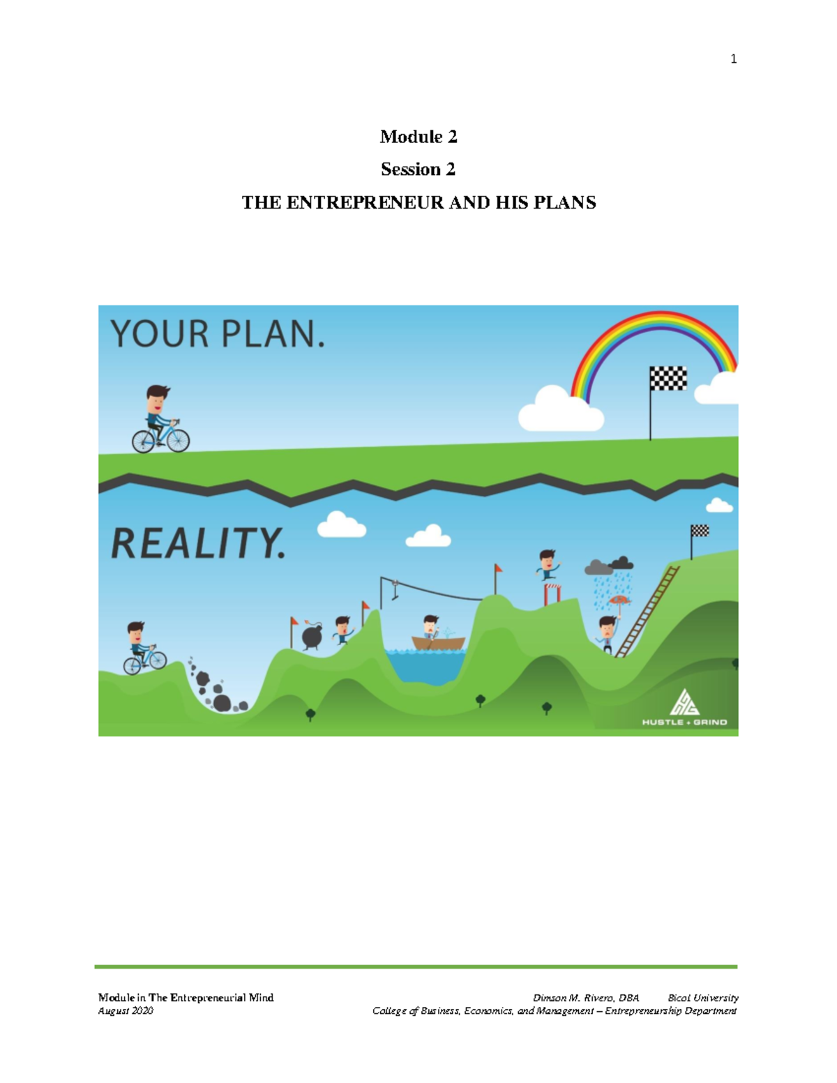 Module 2 Session 2 The Entrepreneur and His Plan - Module in The Entrepreneurial Mind Dimson M ...