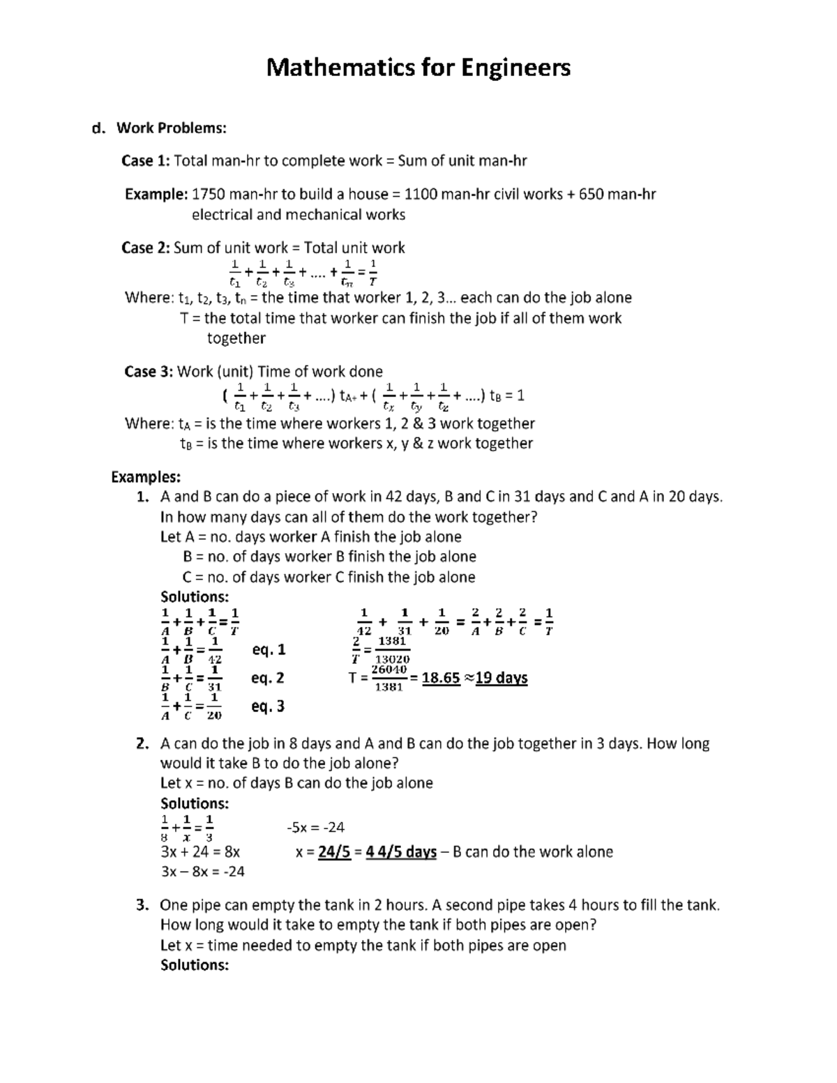 Age,clock,and many more problems solved - Math for Engineers - PangSU ...