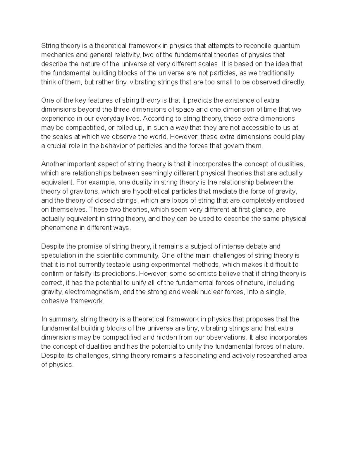 What is String Theory - String theory is a theoretical framework in physics that attempts to ...