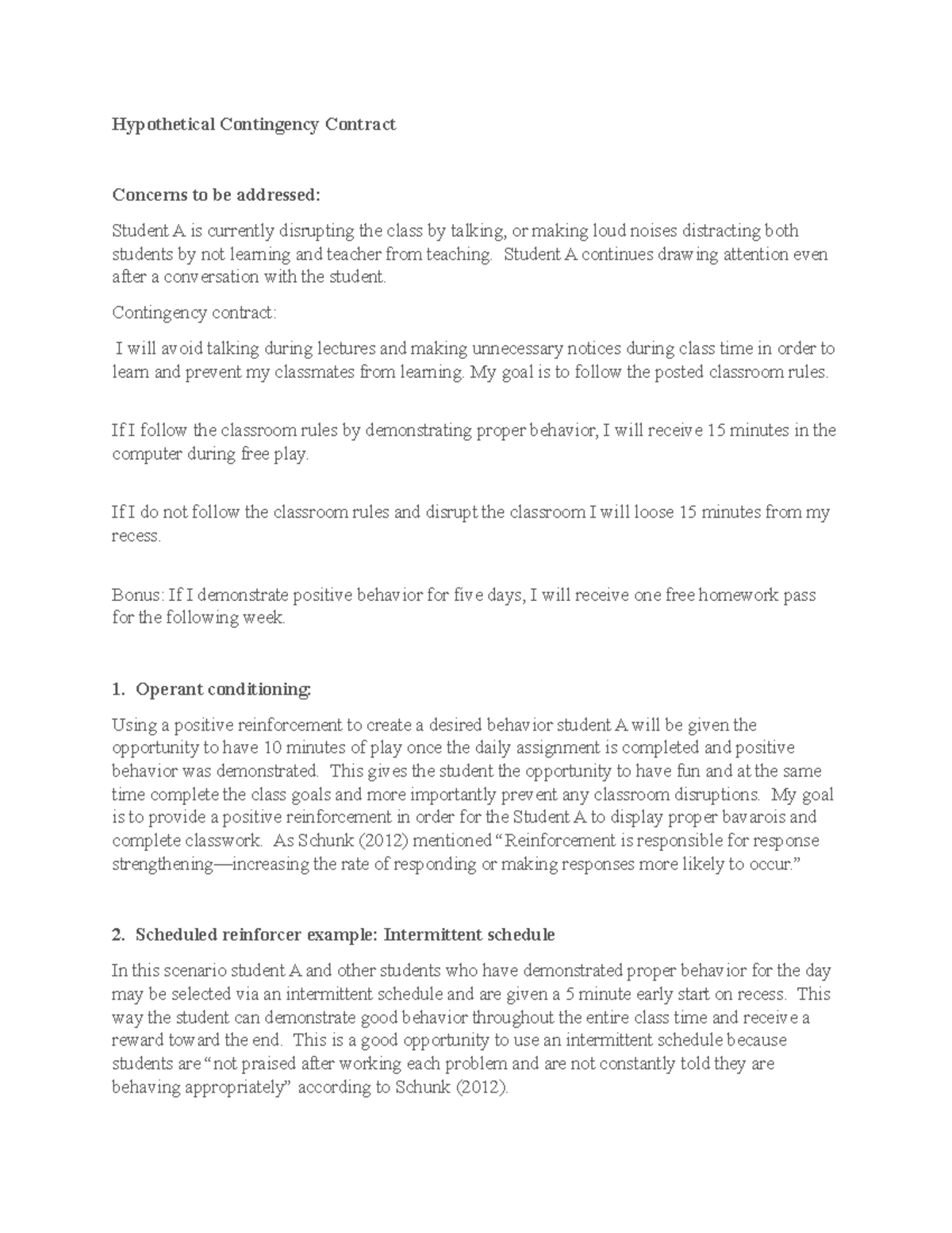 Unit 02 Discussion - Hypothetical Contingency Contract Concerns to be ...