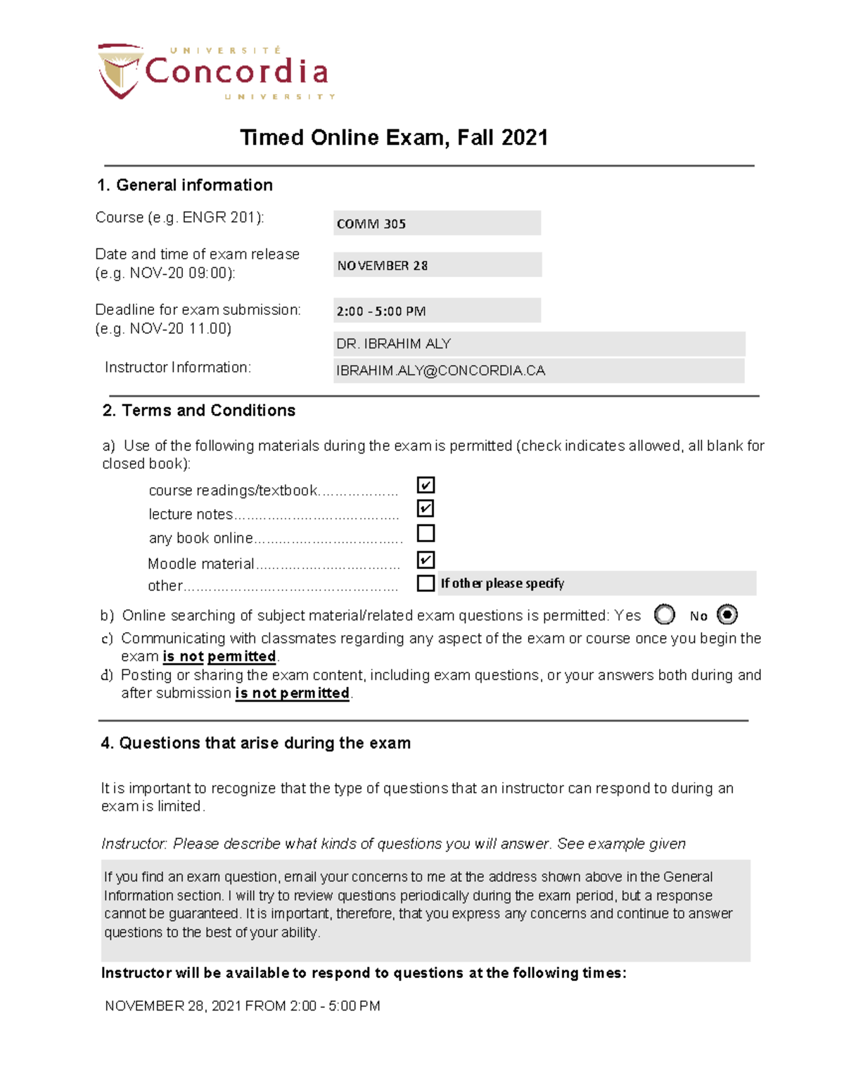 Form timed exam Fall2021 unlocked- November 28 - 4. Questions that ...