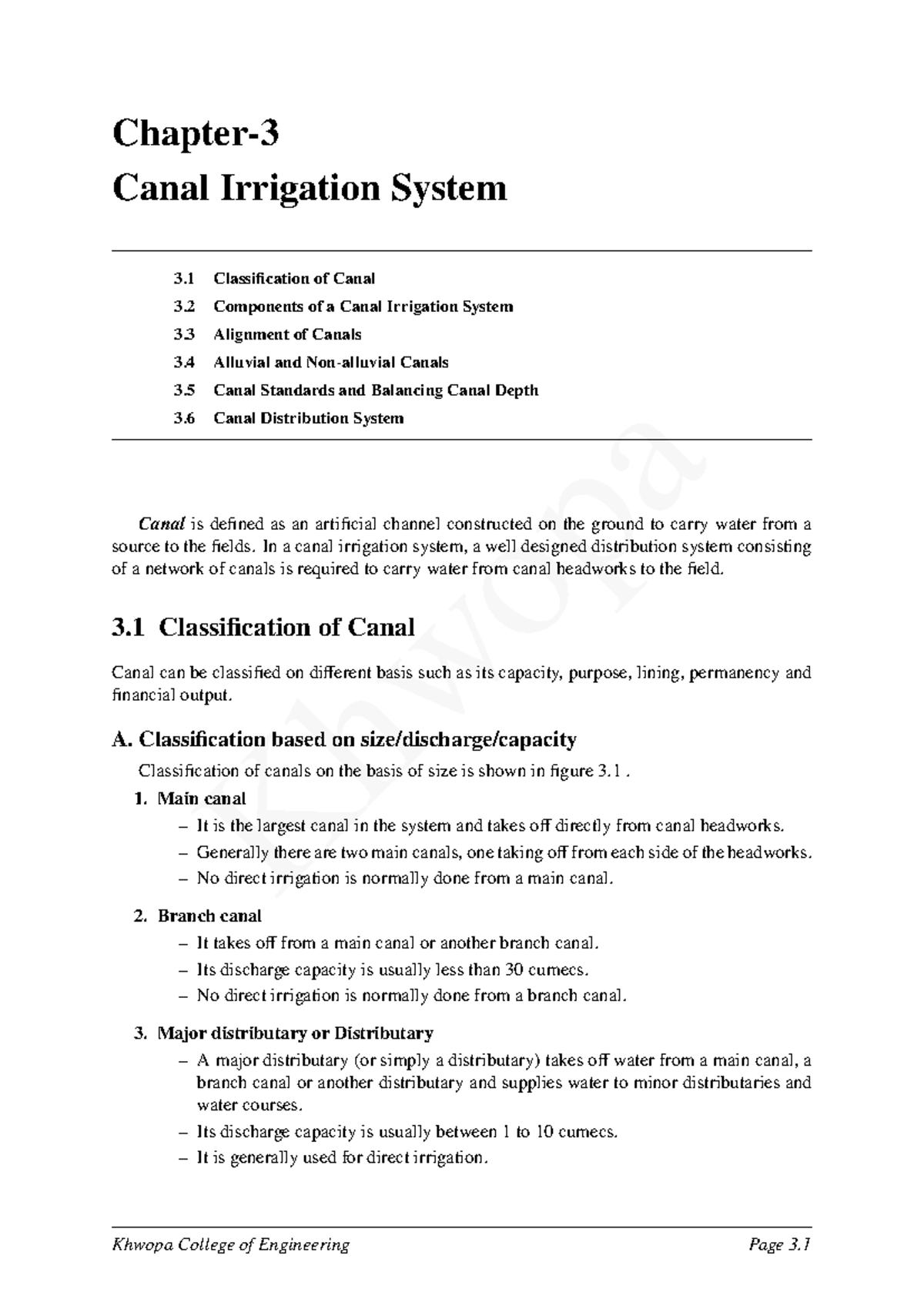 Chapter-03 Canal Irrigation Sysytem - Chapter- Canal Irrigation System ...