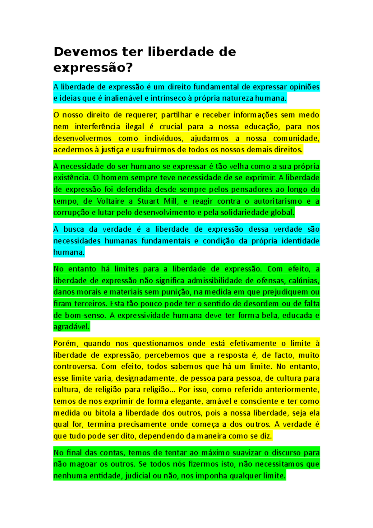 Devemos ter liberdade de expressão Filosofia - trabalho de oralidade ...