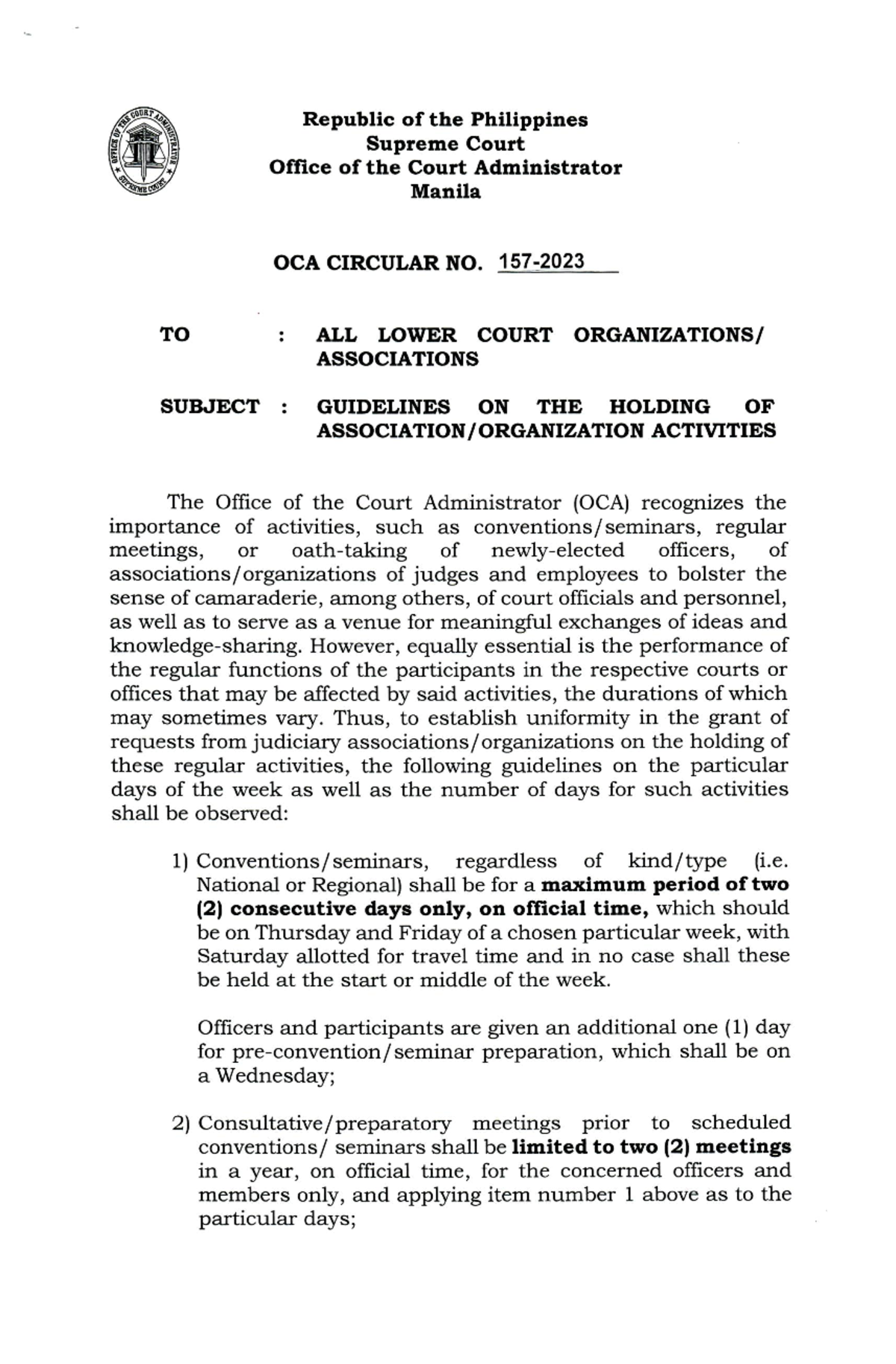 OCA-Circular-No - Supreme Court Circular - Republic of the Philippines Supreme Court Office of ...