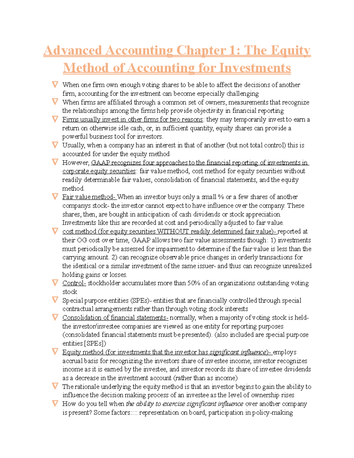 Chapter 1 the equity method - Advanced Accounting Chapter 1: The Equity ...