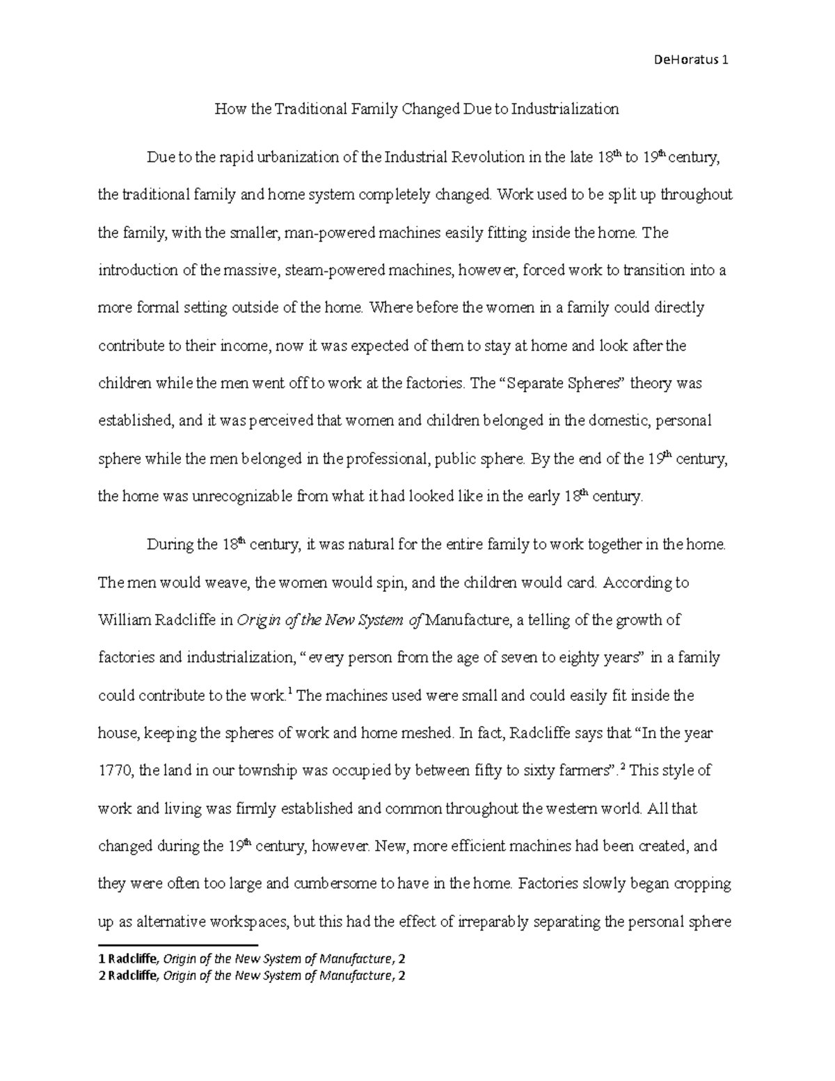 B assignment Draft (world history) - DeHoratus 1 How the Traditional ...