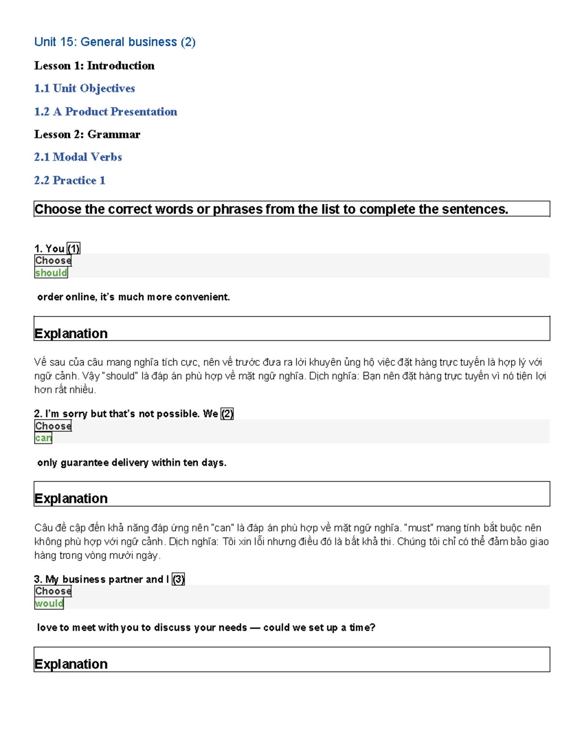 Unit 15 - kgkgk - Unit 15: General business (2) Lesson 1: Introduction ...