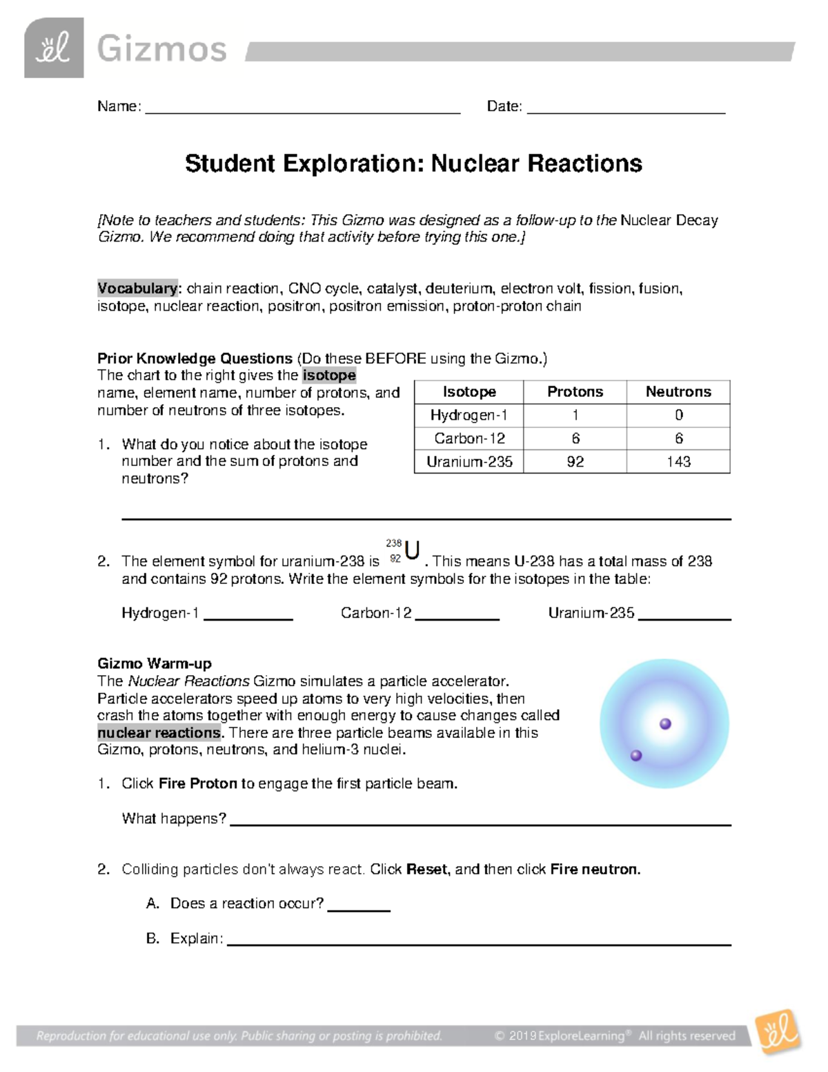 Nuclear Reactions SE - this is just notes from class - Name