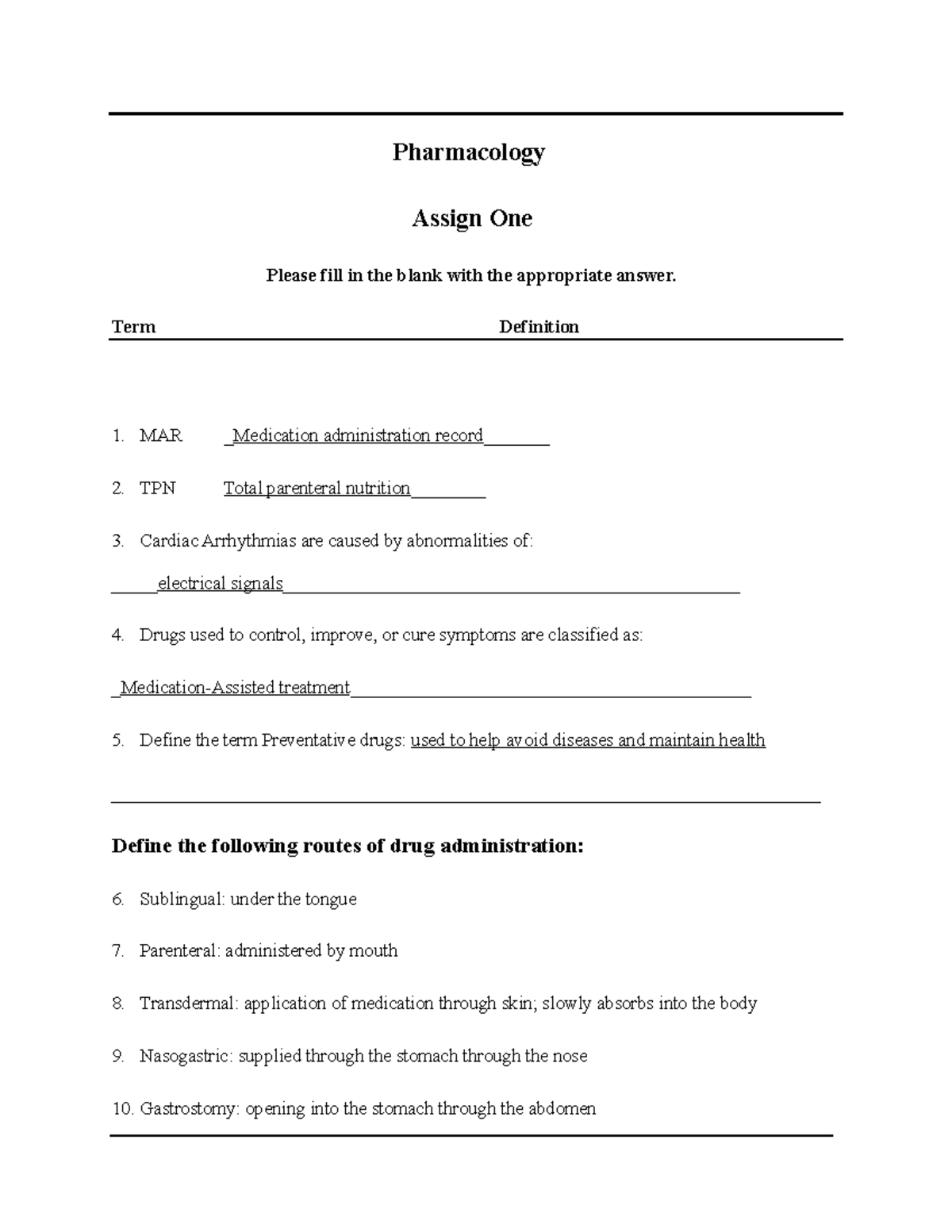 Pharmacology I Assign One fall 22 - Pharmacology Assign One Please fill ...