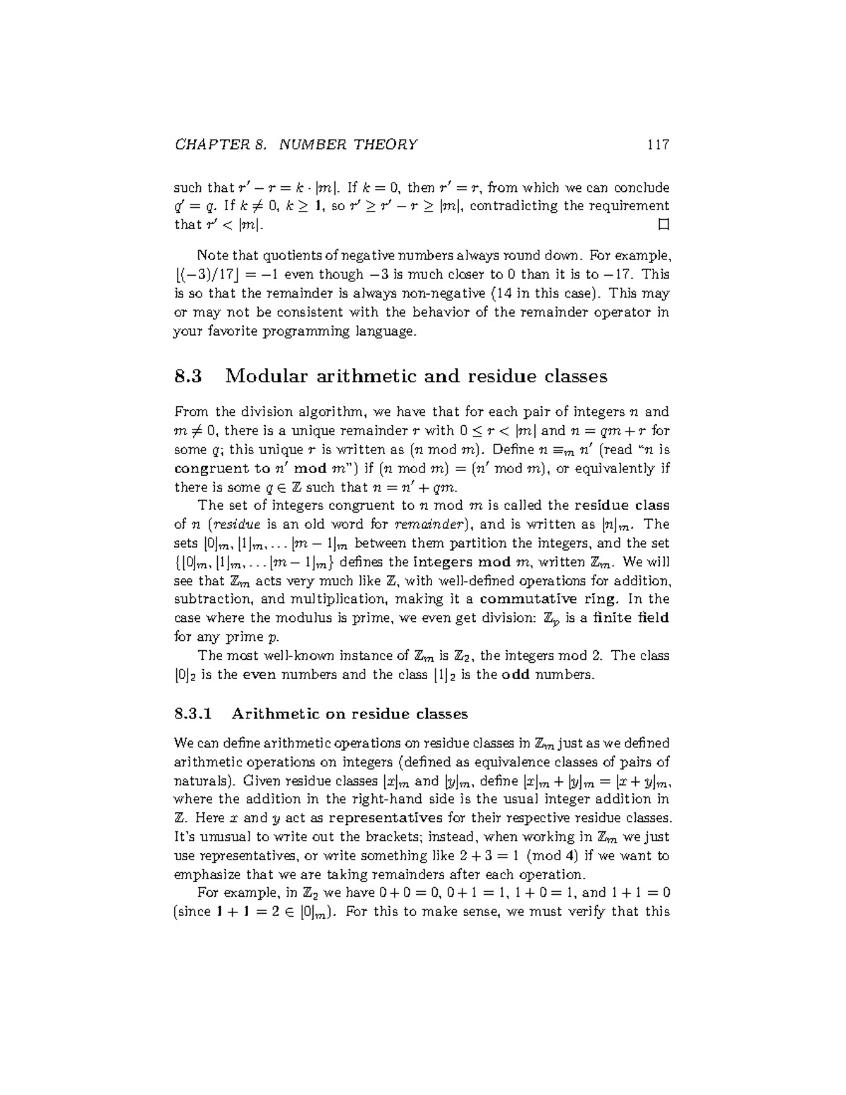The Extended Euclidean Algorithm Such That R ′− R K · M If K 0 Then R ′ R From