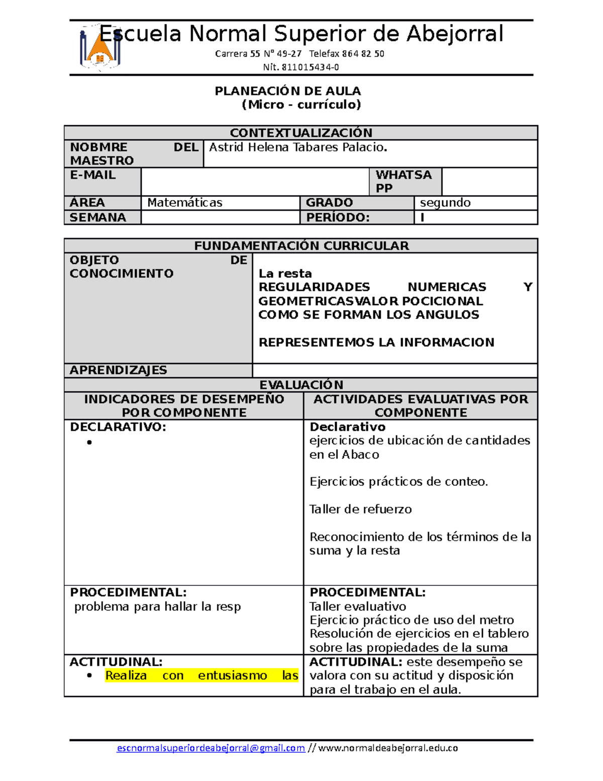 Matemá 2° periodo II - matemáticas - Carrera 55 N° 49-27 Telefax 864 82 50 Nit. 811015434- Nit ...