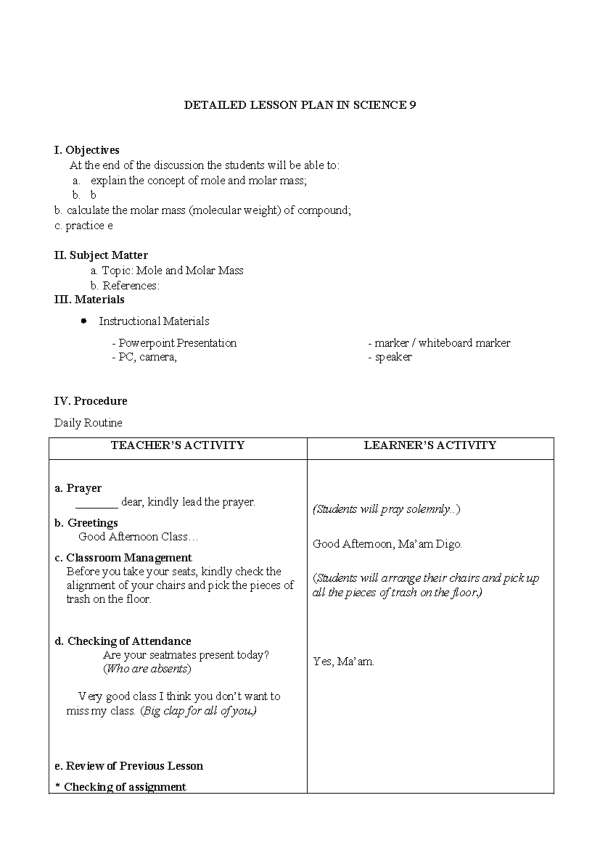 G7 1pollution lp - DETAILED LESSON PLAN IN SCIENCE 9 I. Objectives At ...