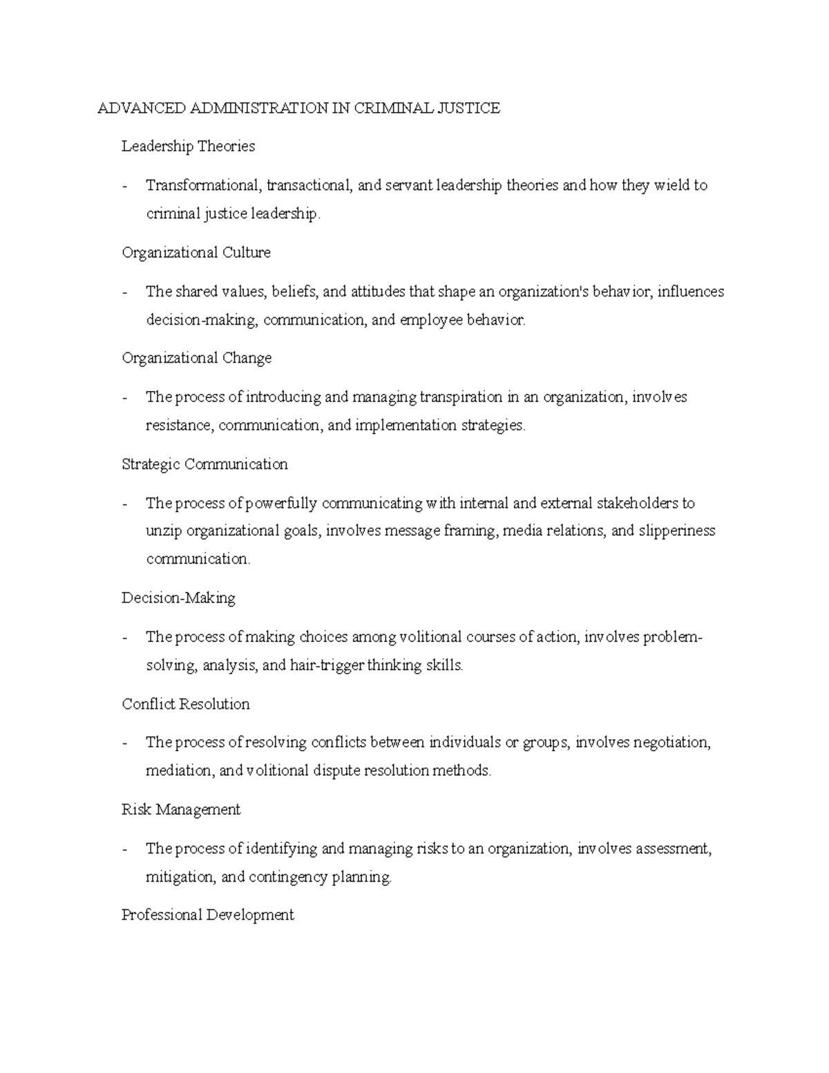 Advanced Administration IN Criminal Justice Noites 2 - ADVANCED ...