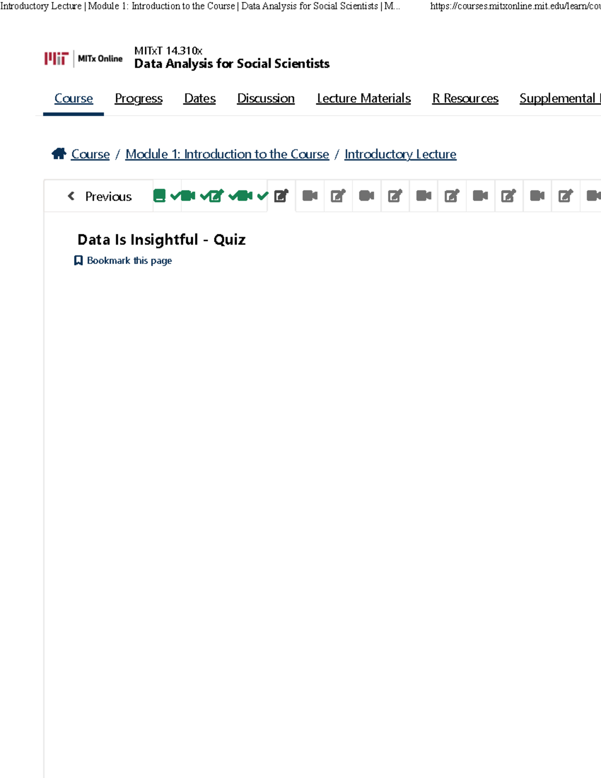 4Introductory Lecture Module 1 Introduction to the Course Data Analysis ...