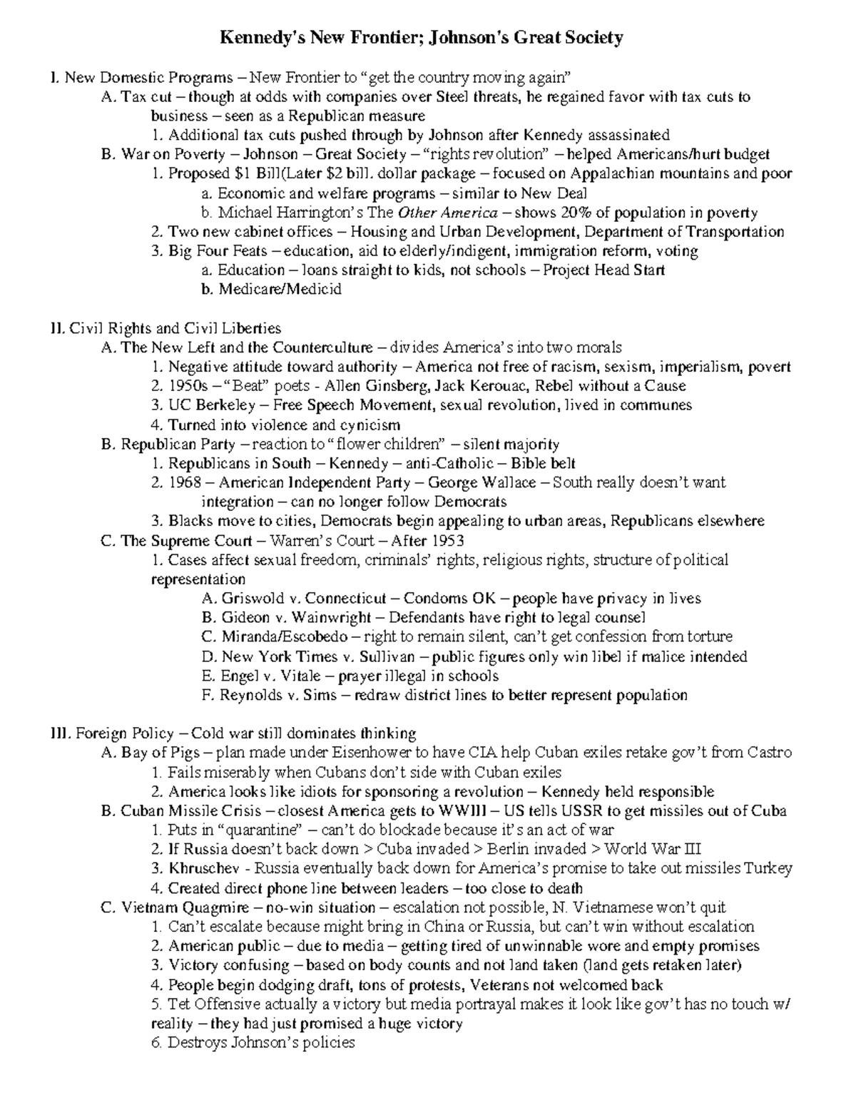 Outline 27Kennedy - Summarized notes for chapter 27 - Kennedy's New ...