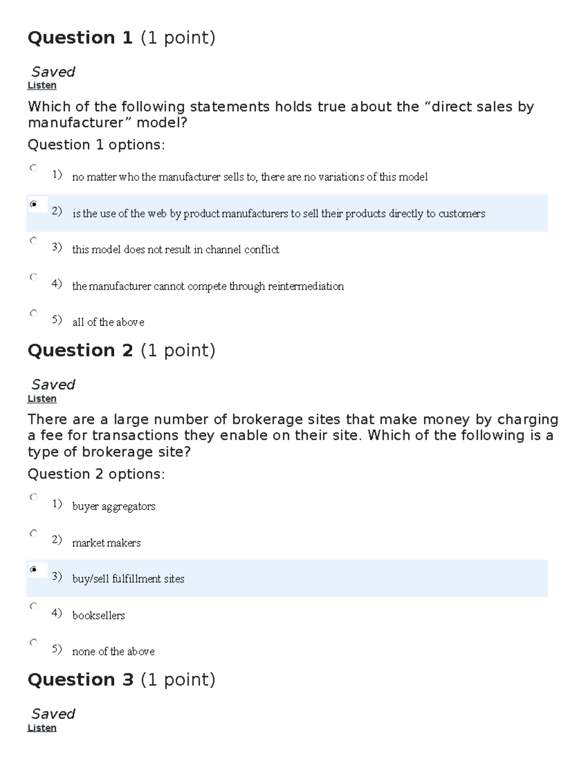 Quiz 3 questions - Business ICT Quiz-3 Question and Answer - Question 1 ...