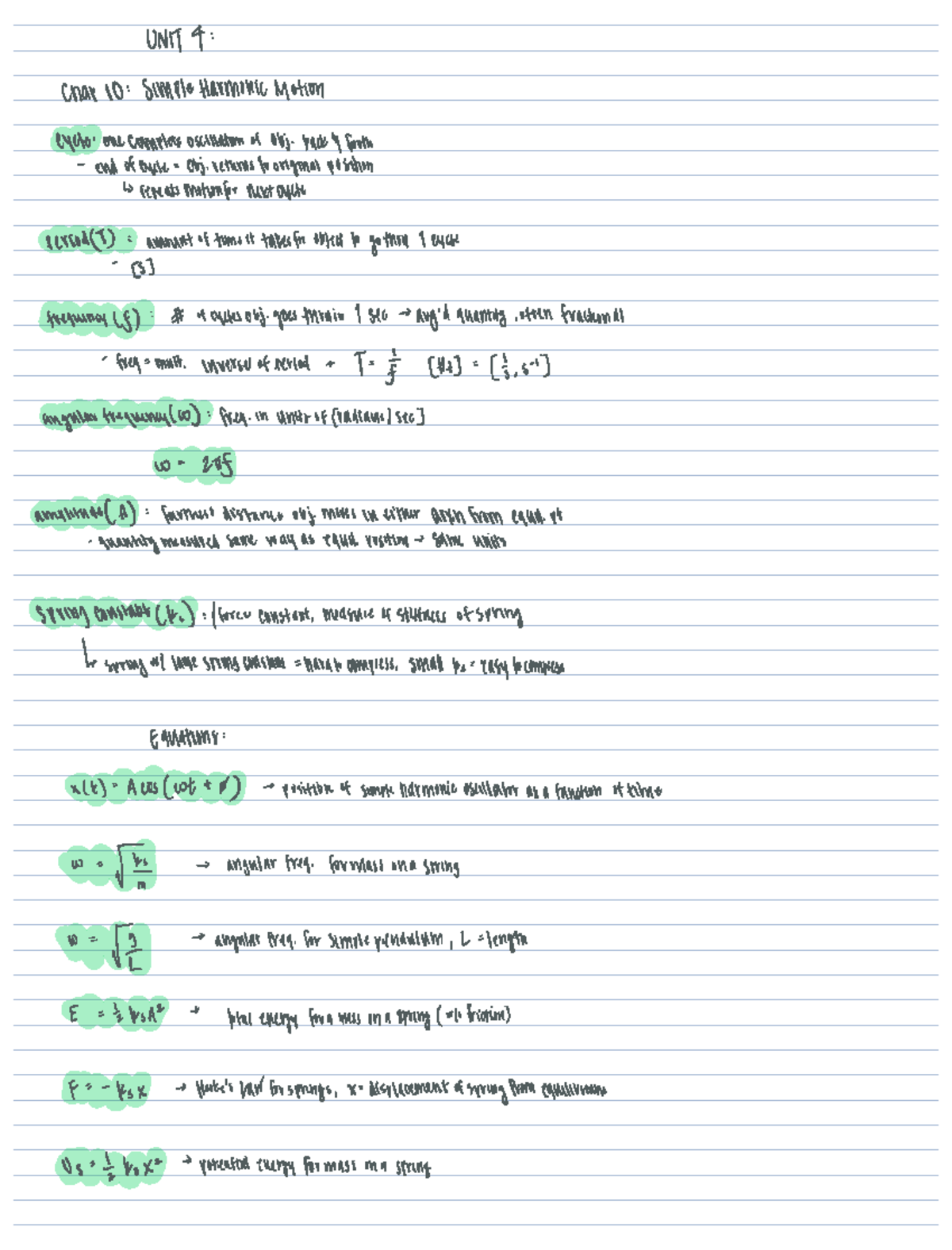 Unit 4 physics - Class notes unit 4 - UNIT 4 Chap 10 ...