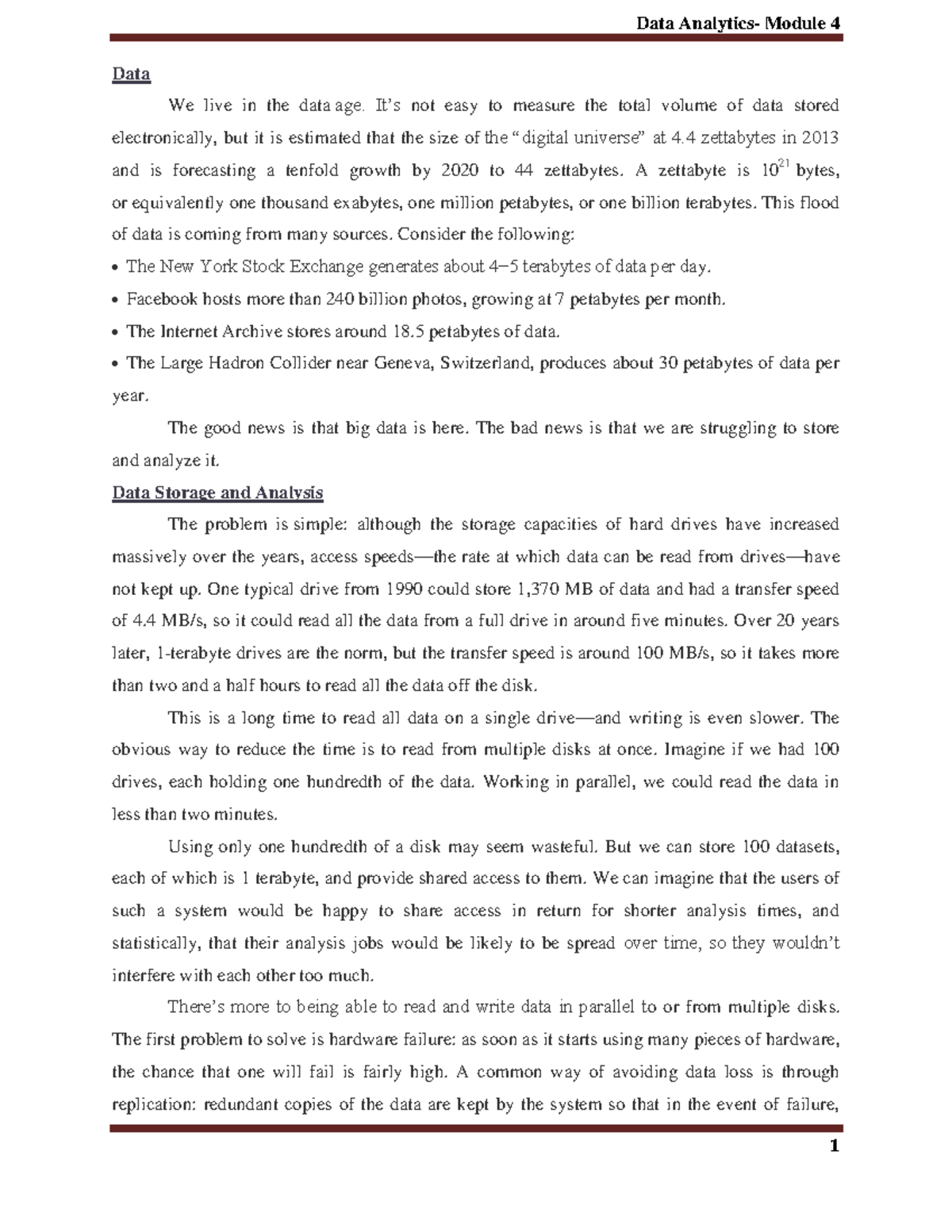 Data Analytics Module 4 Data We Live In The Data Age It S Not Easy