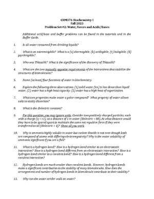 CHM376 Fa23 PS8 - practice sheet for exam practice - CHM376 Biochemistry I Fall 2023 Problem Set ...