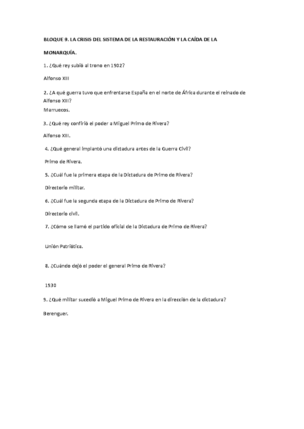 Olga Pérez Bertedor - Bloque 9 Preguntas 2022 - BLOQUE 9. LA CRISIS DEL SISTEMA DE LA ...