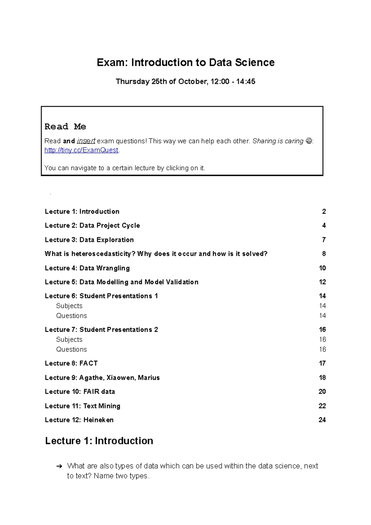 Data Science Exam Questions Exam Introduction To Data Science