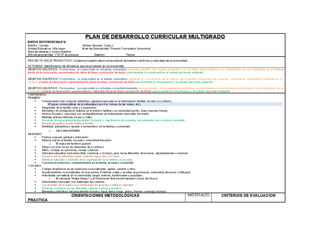 Plan multigrado - matematicas - PLAN DE DESARROLLO CURRICULAR ...