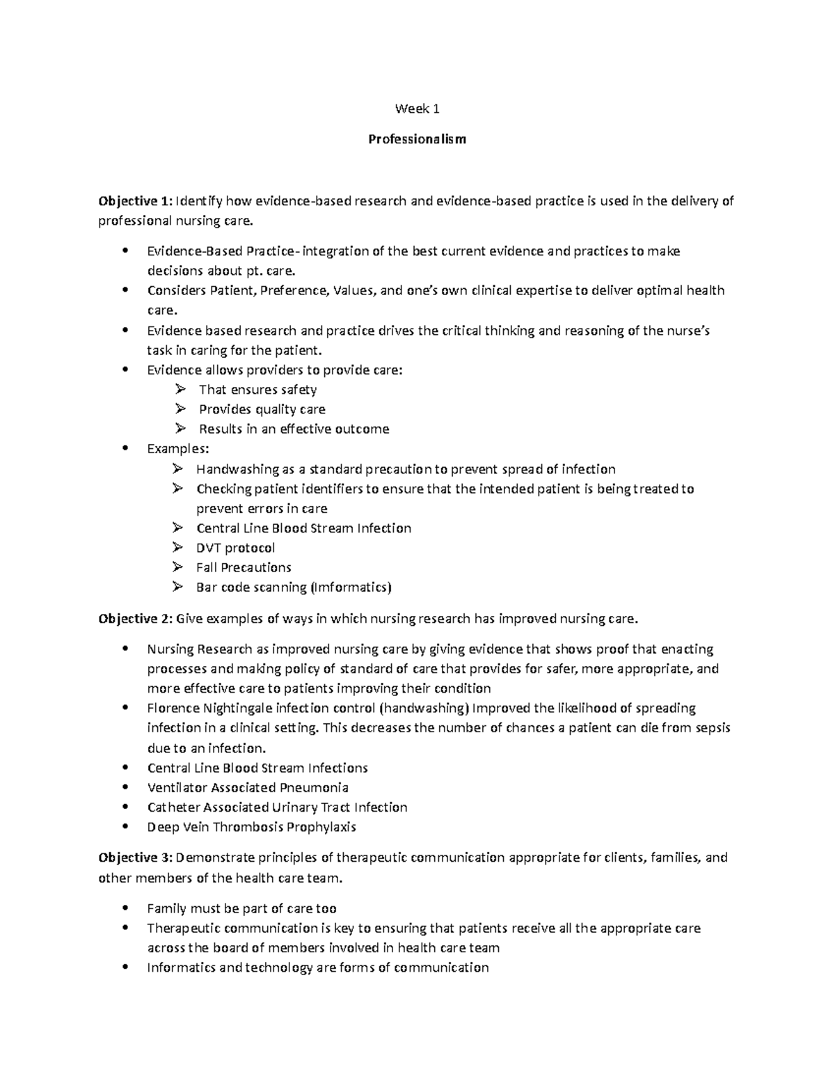Med Surg II Exam Grid 1 - Exam Grid Exam 2 - Week 1 Professionalism ...
