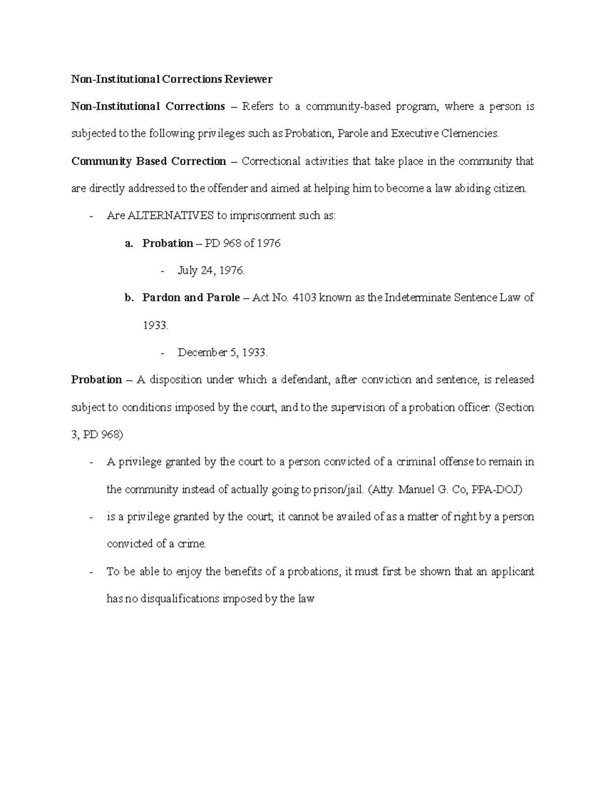 Non Institutional Corrections Reviewer Complete - Non-Institutional ...