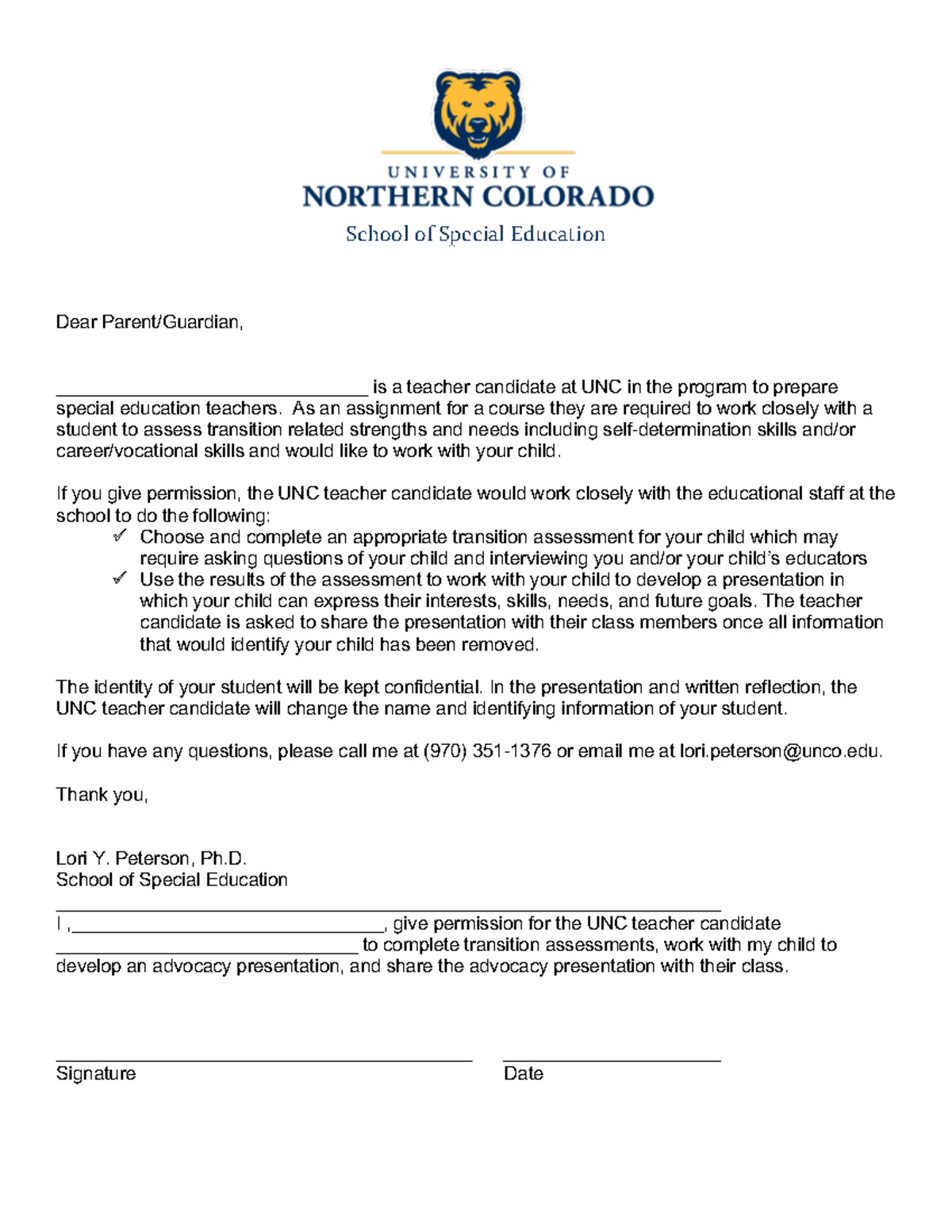 Consent form Transition Assessment 2020 - School of Special Education ...